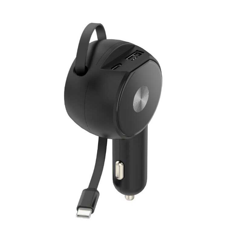 30W Car Charger Retractable 3 Amp Type-C 2-Port USB Fast Charge - ONK3 ...