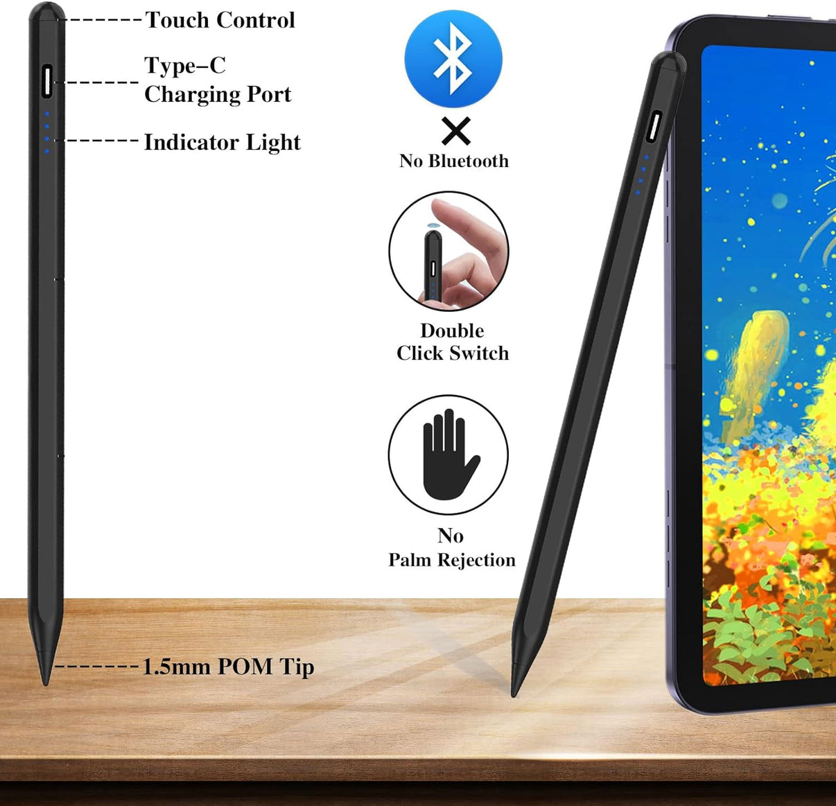 Active Stylus Pen Digital Capacitive Touch Rechargeable Palm Rejection ...