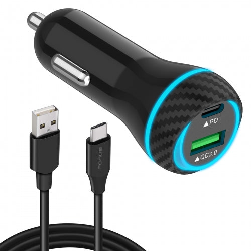 Quick Car Charger 43W 2-Port USB Cable Type-C PD Power Adapter - ONE20 ...